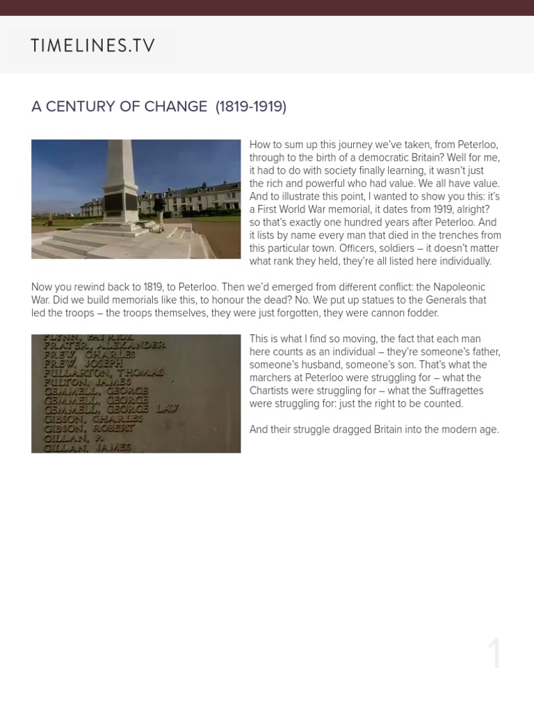 A Century of Change: 1819-1919 Insights | PDF | History