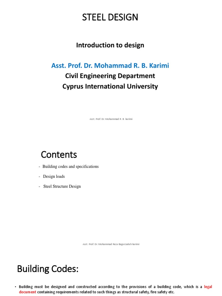 CVLE472-LECTURE 2-Introduction To Steel Design | PDF | Structural Load | Building Code