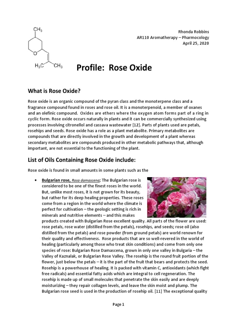 Aromatherapy Pharmocology: Rose Oxide | PDF