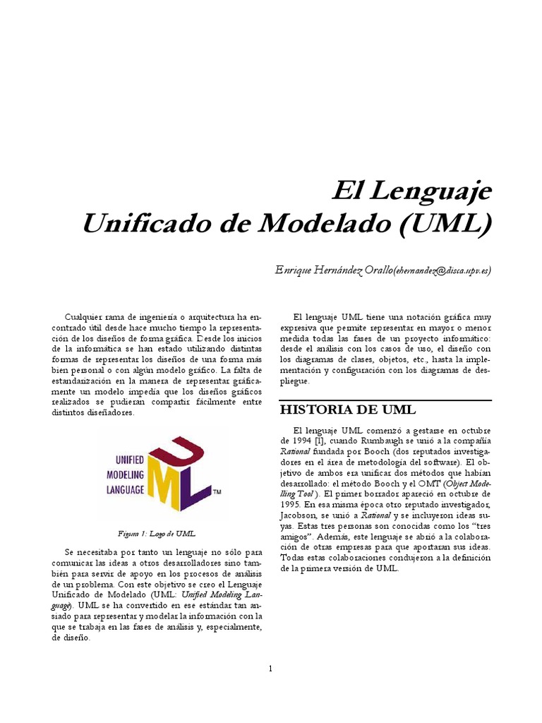 El Lenguaje Unificado de Modelado UML | PDF | Lenguaje de modelado unificado | Modelo de datos