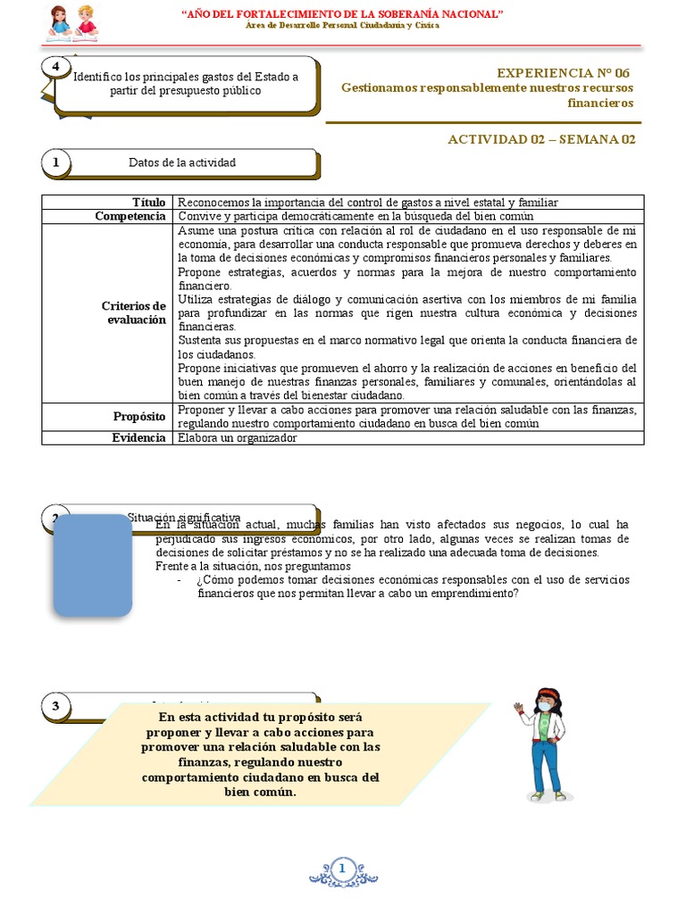 DPCC 3ro - Eda 6 - Sem 2 Ficha de Trabajo | PDF | Presupuesto | Comportamiento