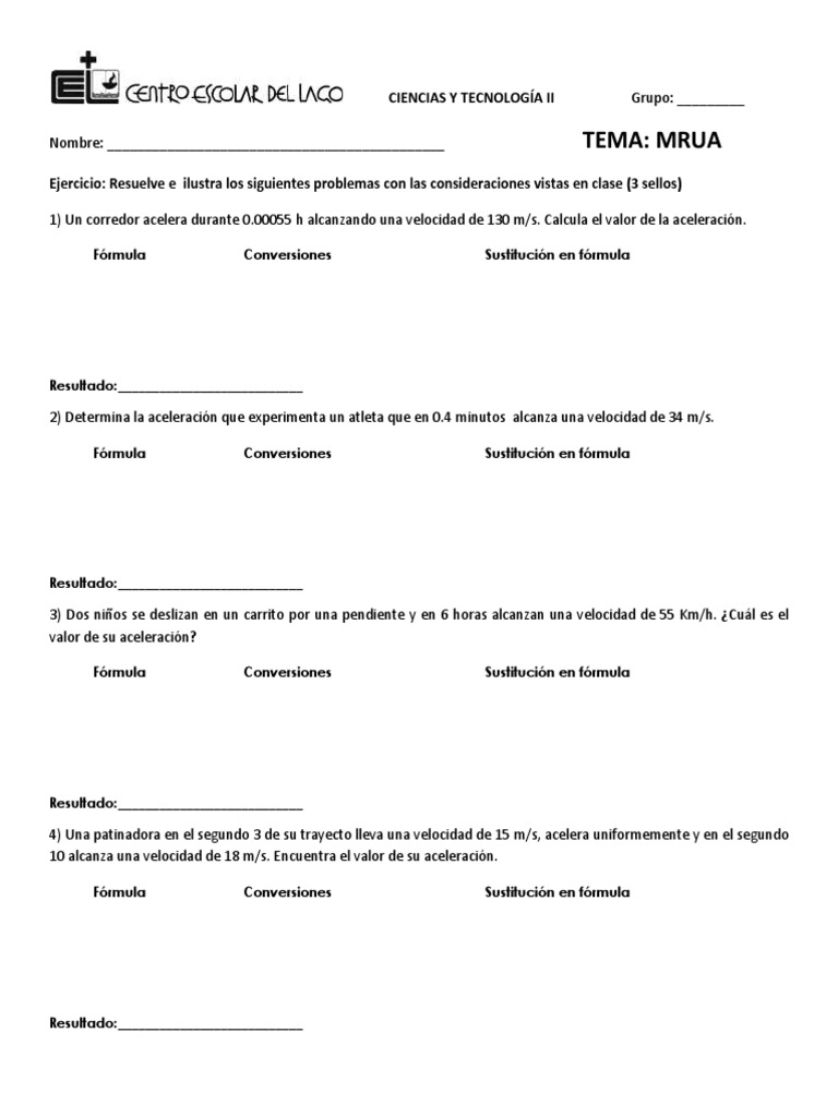 2 Tri-Ejercicios de Aceleración Matu | PDF
