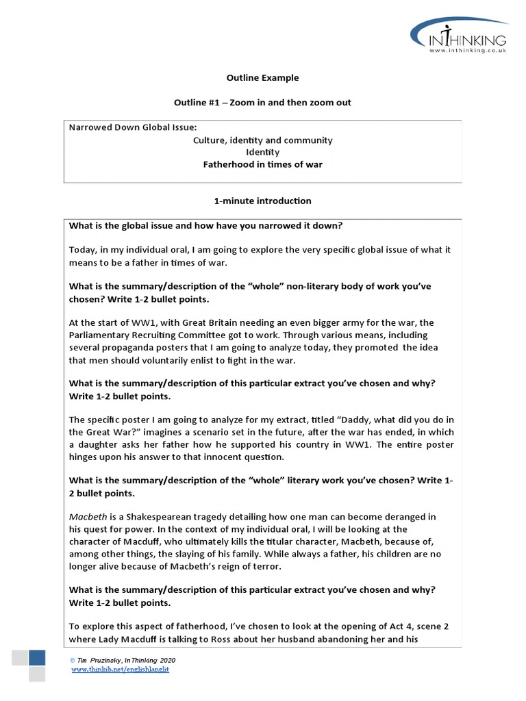 Individual Oral - Model Example Outline For IO | PDF | Macbeth