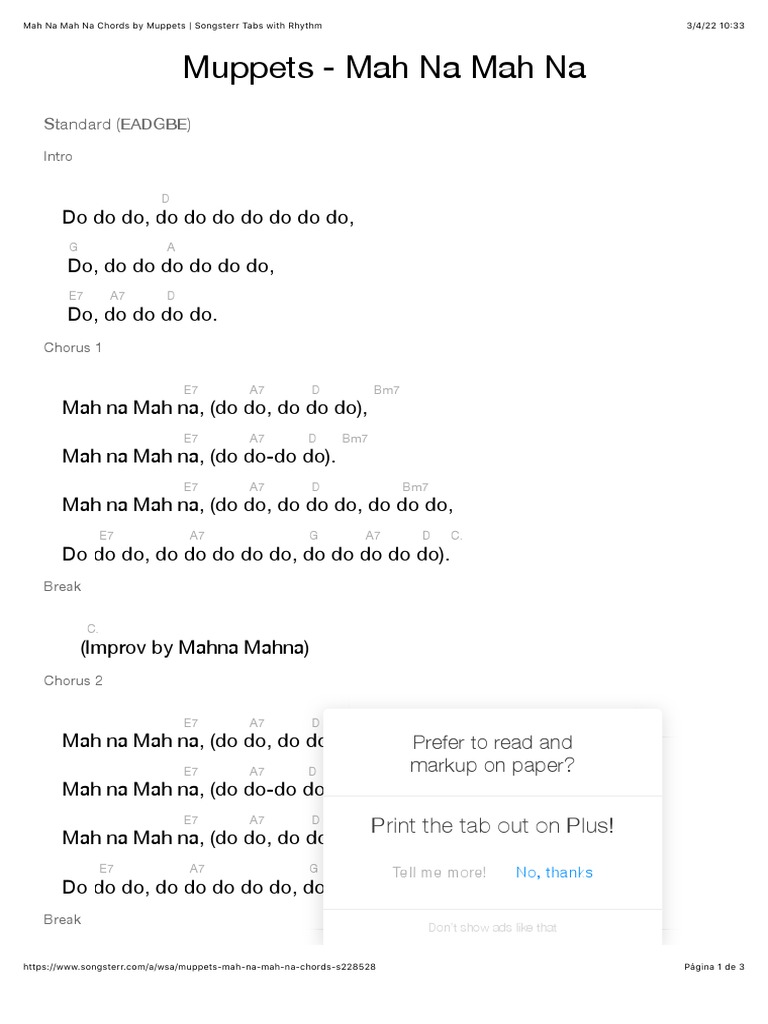 Mah Na Mah Na Chords | PDF