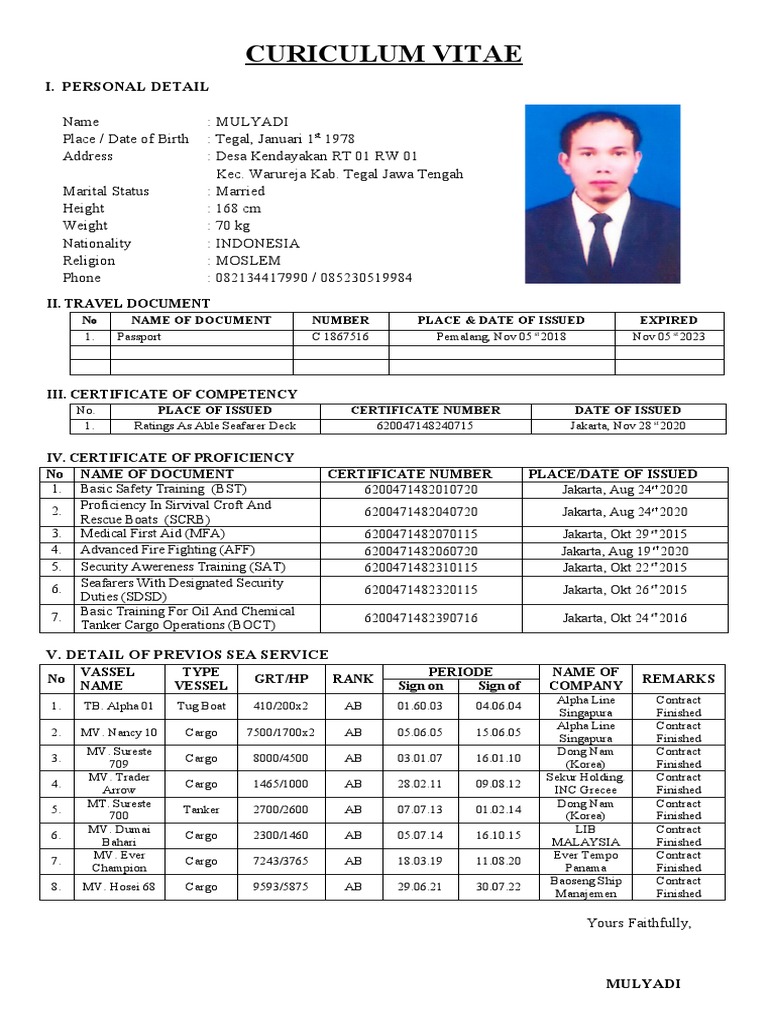 CV Mulyadi | Download Free PDF | Shipping | Water Transport