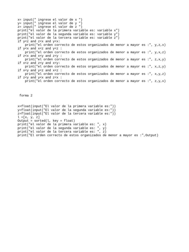 Ordenar Números en Python | PDF