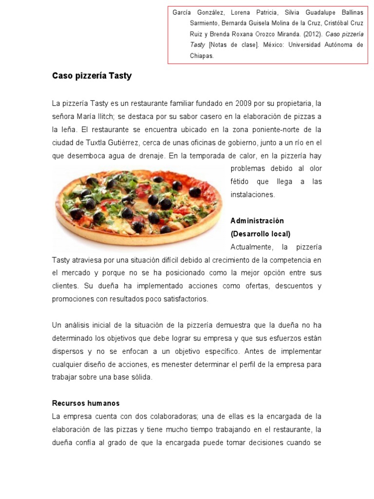 Caso Pizzeria Tasty | Descargar gratis PDF | Producto (Negocio) | Cliente