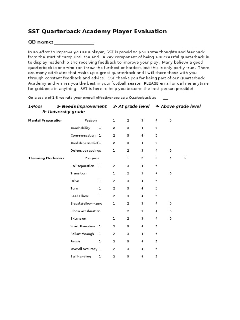 QB Checklist 2010 | PDF | Career & Growth