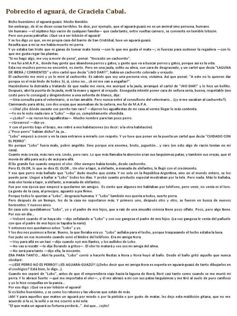 Pobrecito El Aguará | PDF