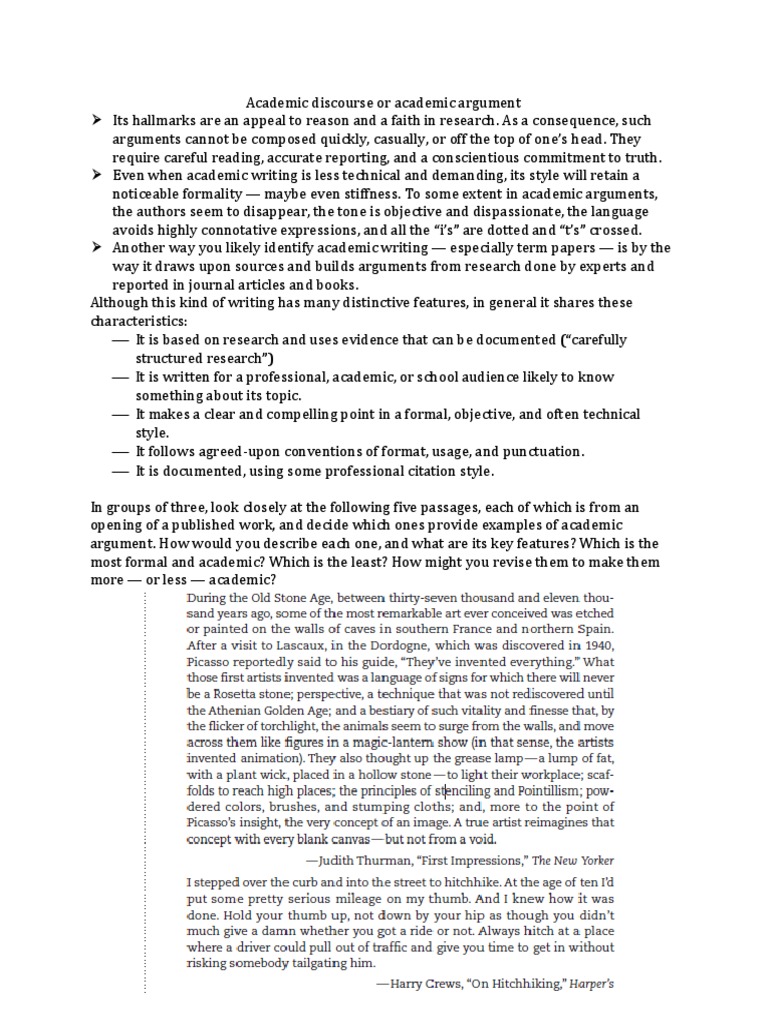 Academic discourse or academic argument | PDF