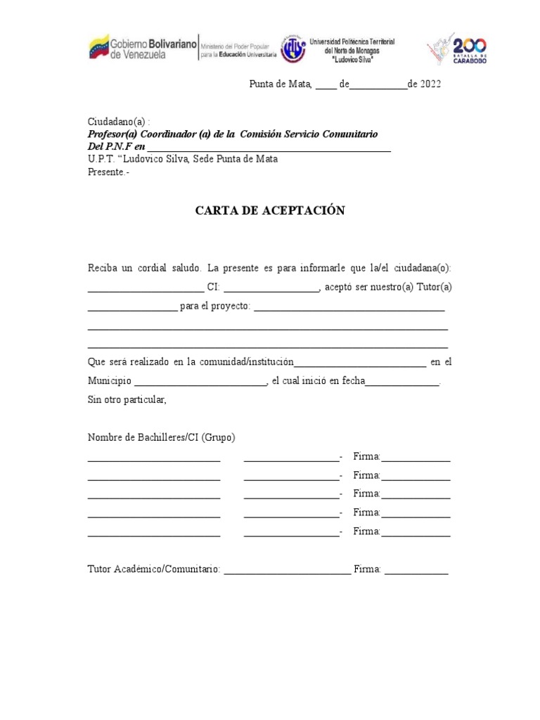 Formato1 Carta de Aceptación | PDF