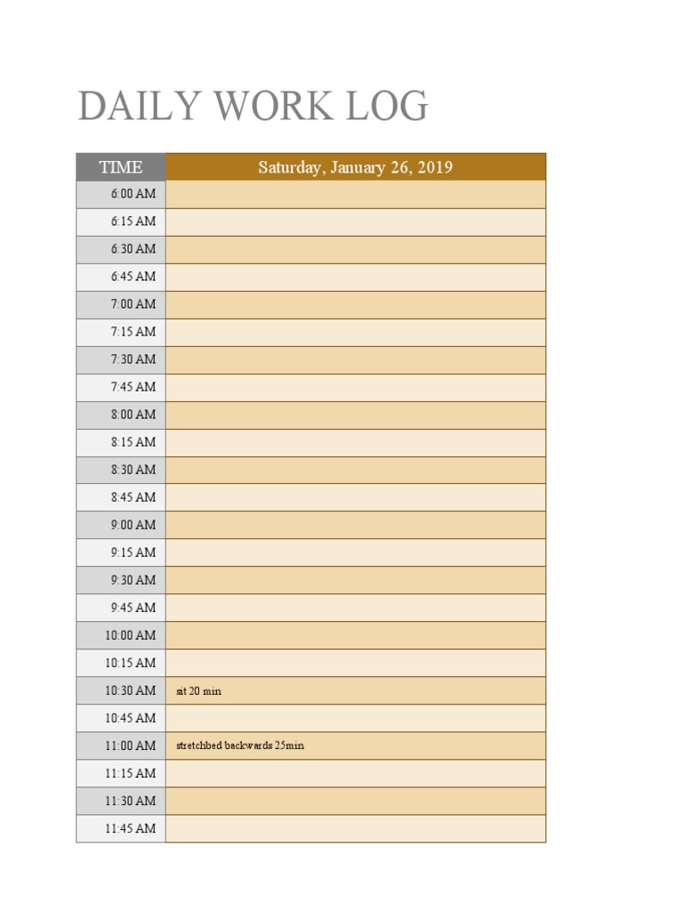 Daily Work Log Template | PDF