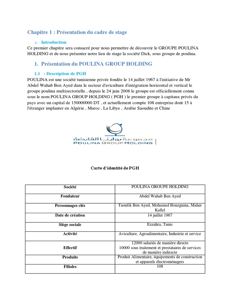 Présentation du Groupe Poulina Holding | PDF | Recrutement | Gestion ...