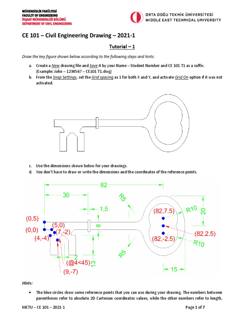 CE 101 - Civil Engineering Drawing - 2021-1: Tutorial - 1 | PDF | Circle | Computer Keyboard