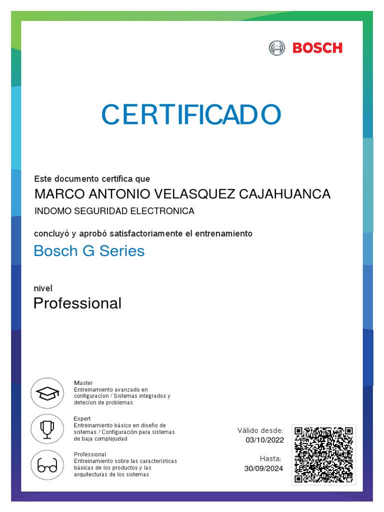 Bosch G Series Certificado | PDF