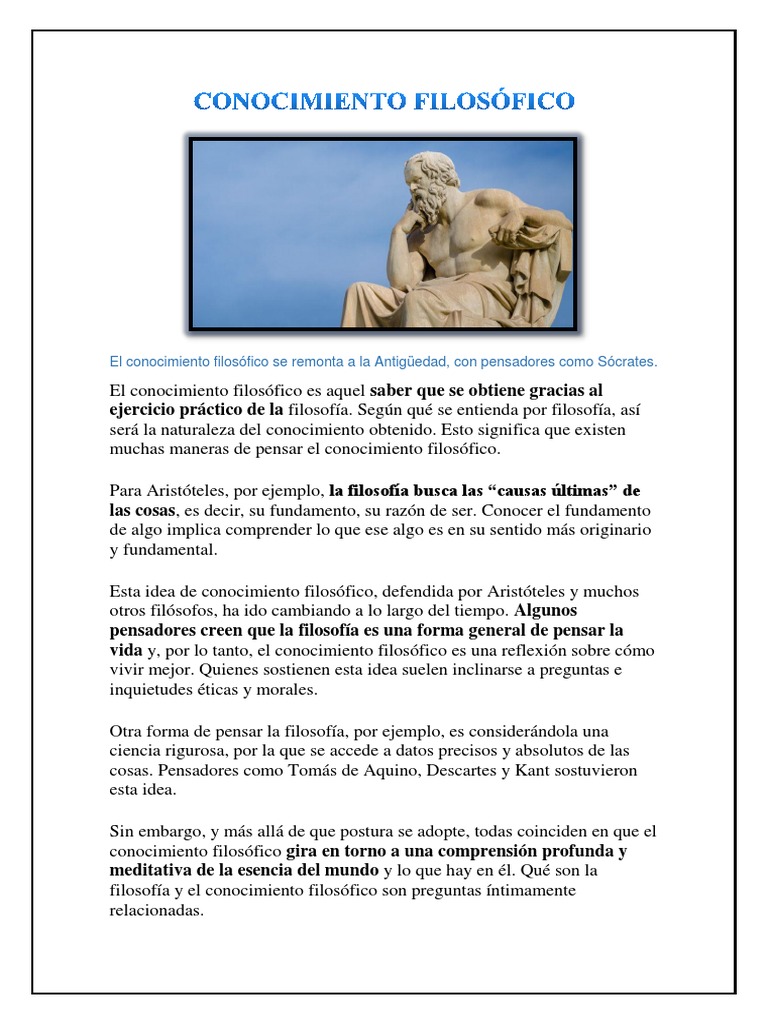 Conocimiento Filosófico-Filosofia | PDF | Conocimiento | Razón