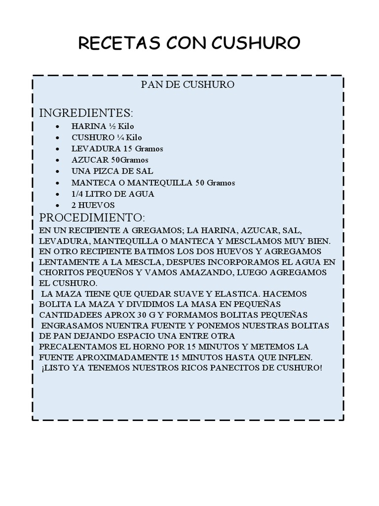 Recetas Con Cushuro | PDF | Panes | Cocina de las Americas