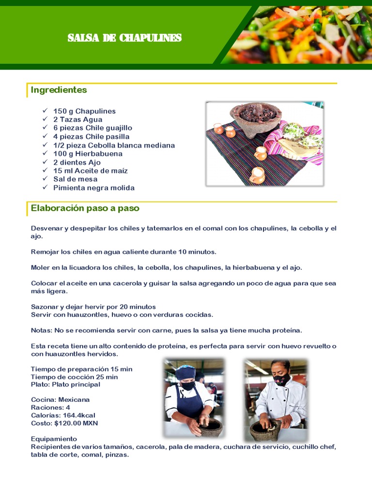 Salsa de Chapulines: Receta Mexicana | PDF | Cocina, comidas y vino ...
