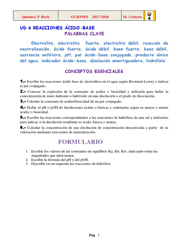 Reacciones Ácido-Base | PDF | Ácido | Constante de disociación ácida