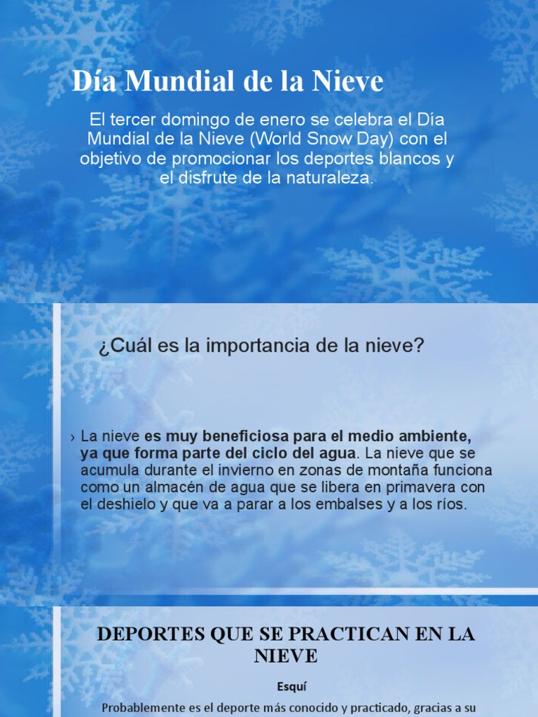 Día Mundial de La Nieve | PDF | Nieve | Deportes