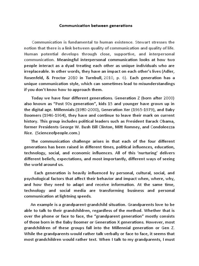 Communication Between Generations | PDF | Communication | Millennials
