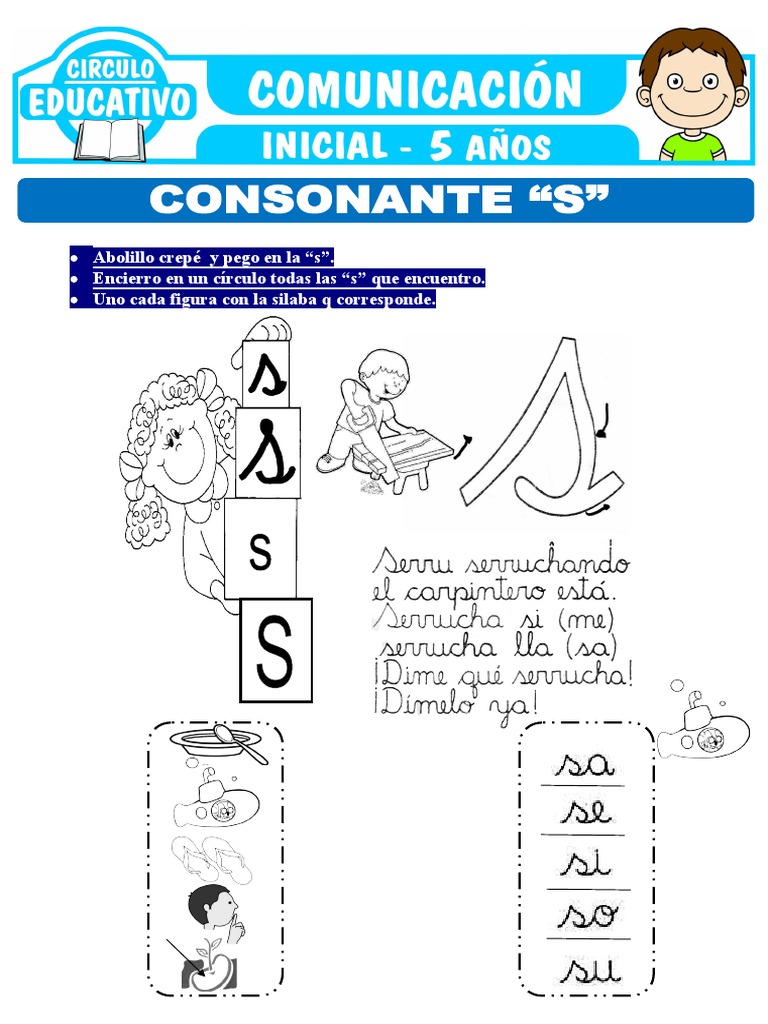 La Consonante S para Ninos de Cinco Anos | PDF