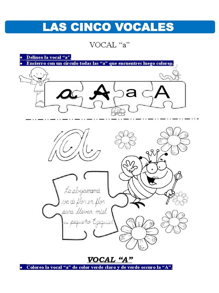 Las Cinco Vocales para Ninos de Cinco Anos | PDF | Color | Diseño de ...