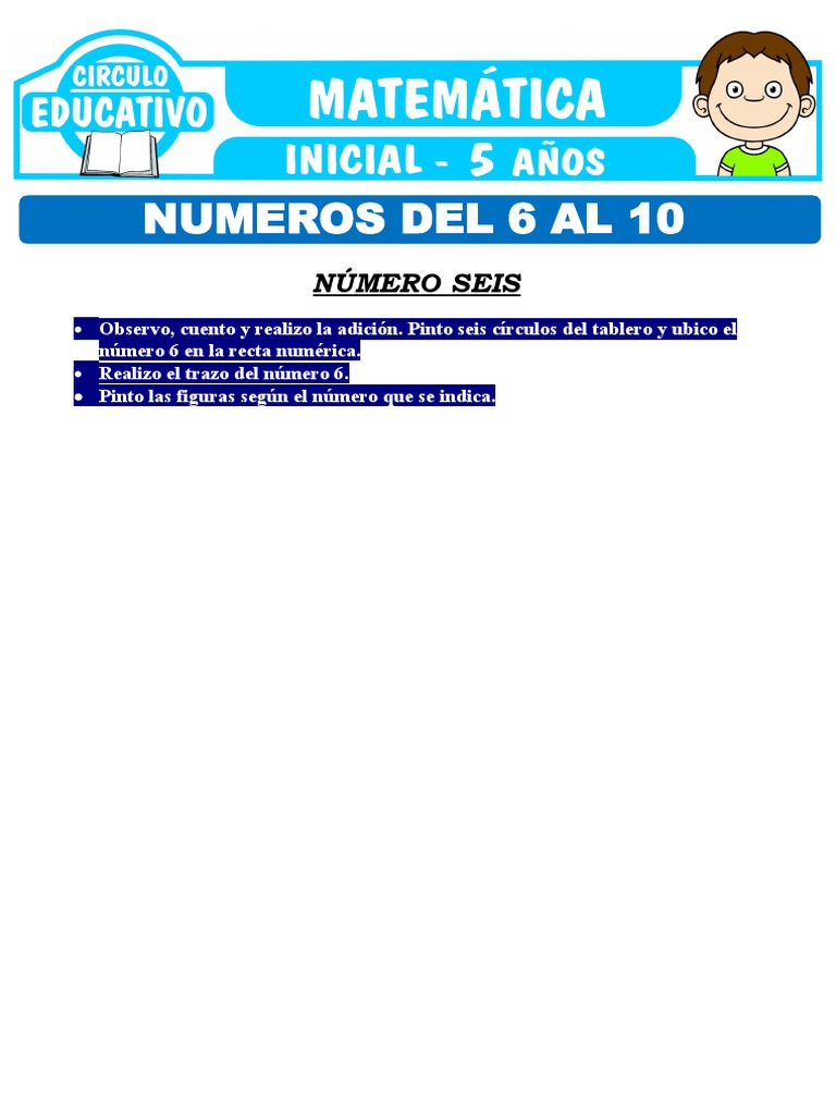 Actividades de Números del 6 al 10 | PDF | Métodos y materiales de ...