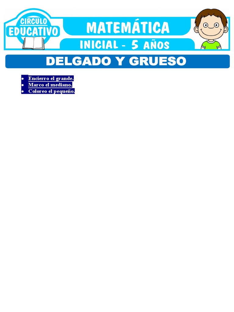 Delgado y Grueso para Ninos de Cinco Anos | PDF