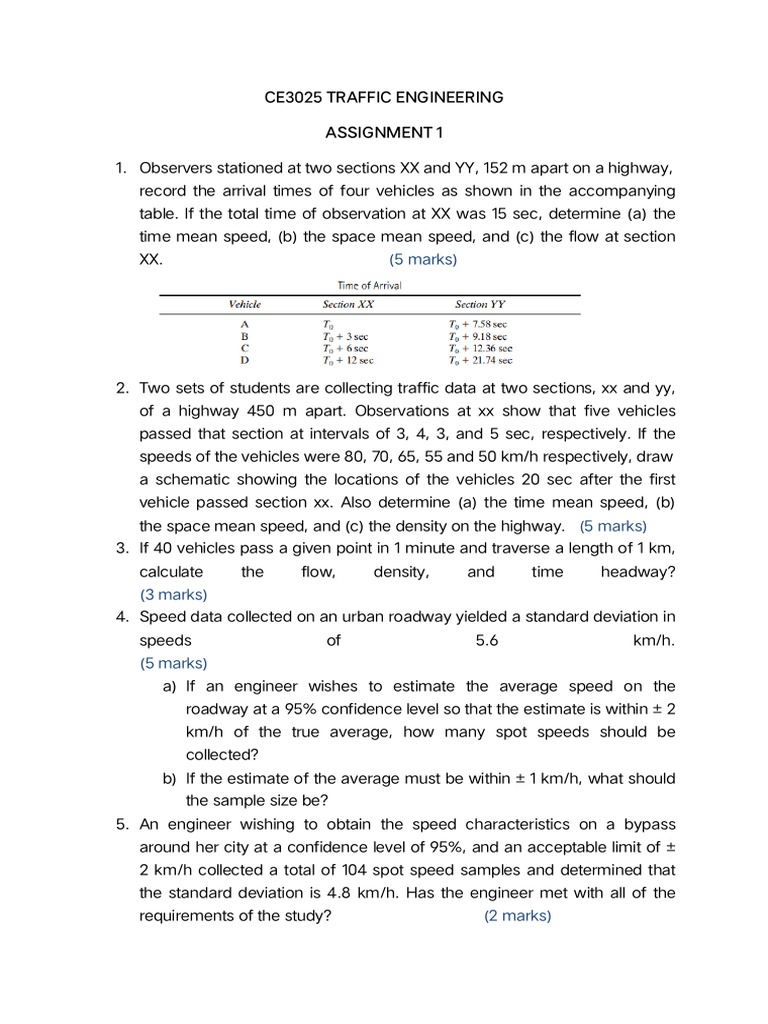 CE3025 Traffic Engineering Assignment | PDF | Mode (Statistics) | Transport