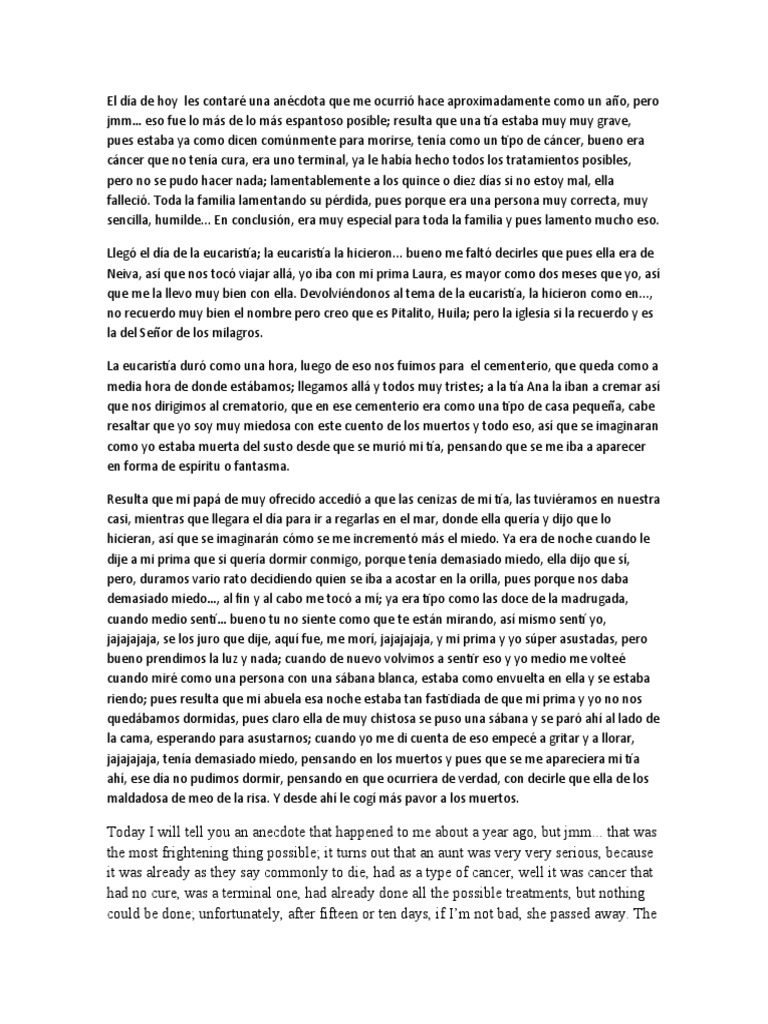 El Día de Hoy Les Contaré Una Anécdota Que Me Ocurrió Hace Aproximadamente Como Un Año | PDF