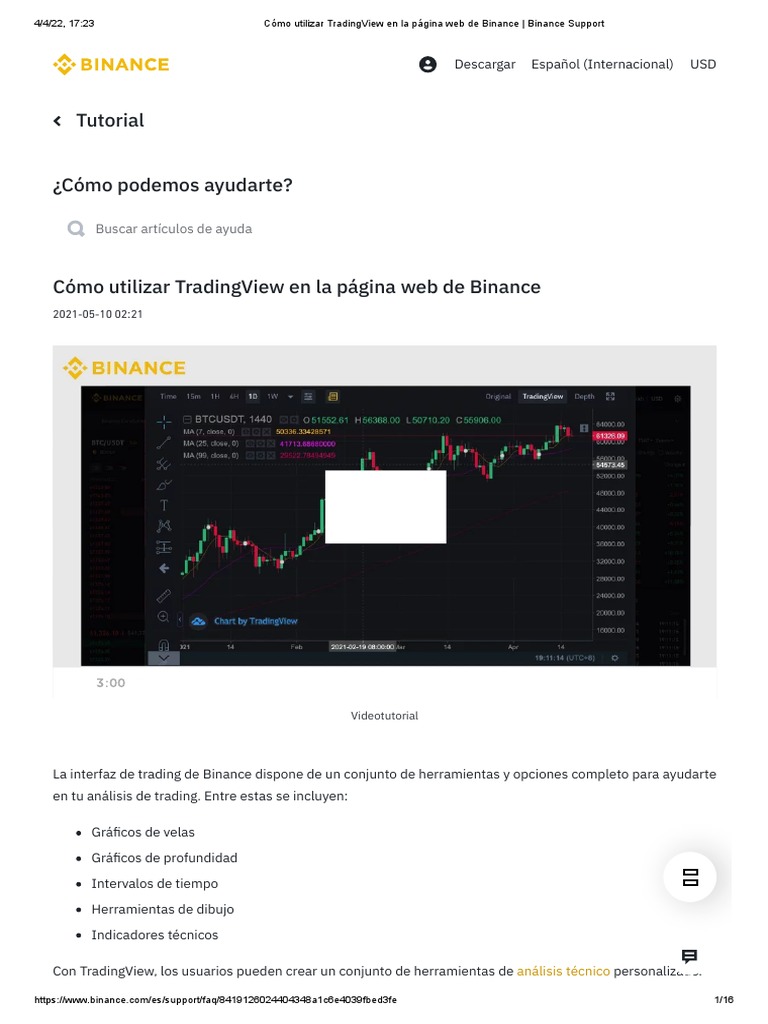 Cómo utilizar TradingView en la página web de Binance _ Binance Support | PDF | Página web | Red ...