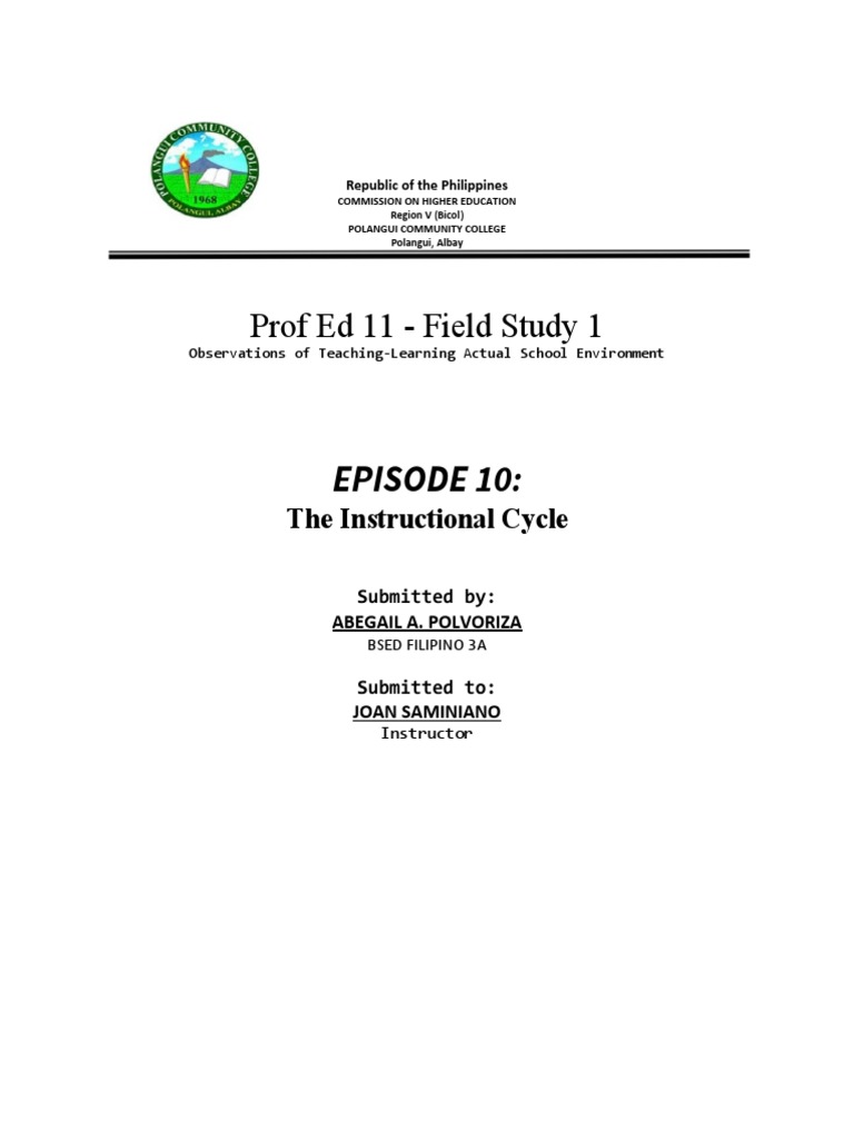 Episode 10: Prof Ed 11 - Field Study 1 | PDF | Educational Technology | Learning