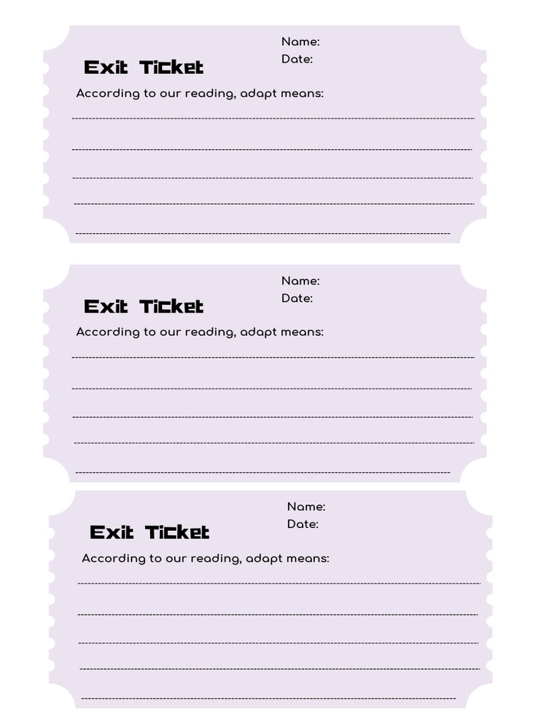 Adaptation Exit Ticket | PDF