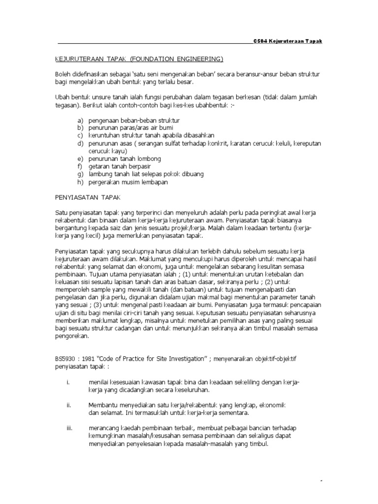Kejuruteraan Tapak-Nota 1 | PDF