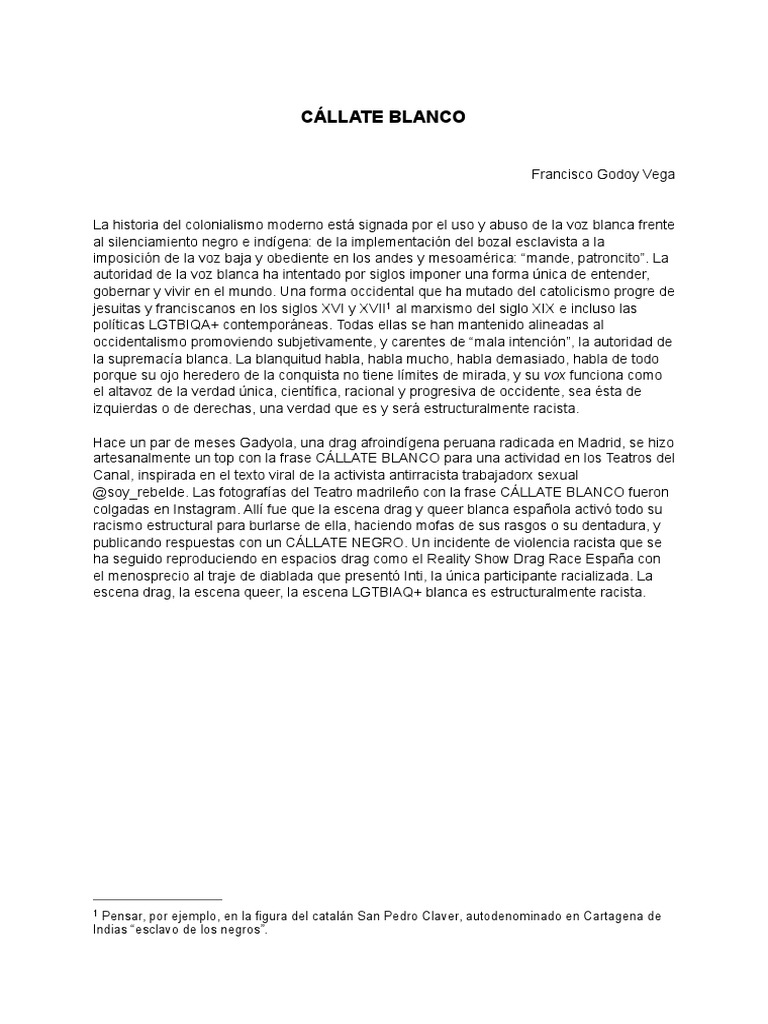 Cállate Blanco | PDF | Racismo | Discriminación y relaciones raciales