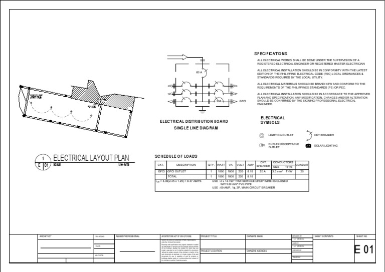 Electrical Layout Plan: Specifications | PDF | Electrical Wiring ...