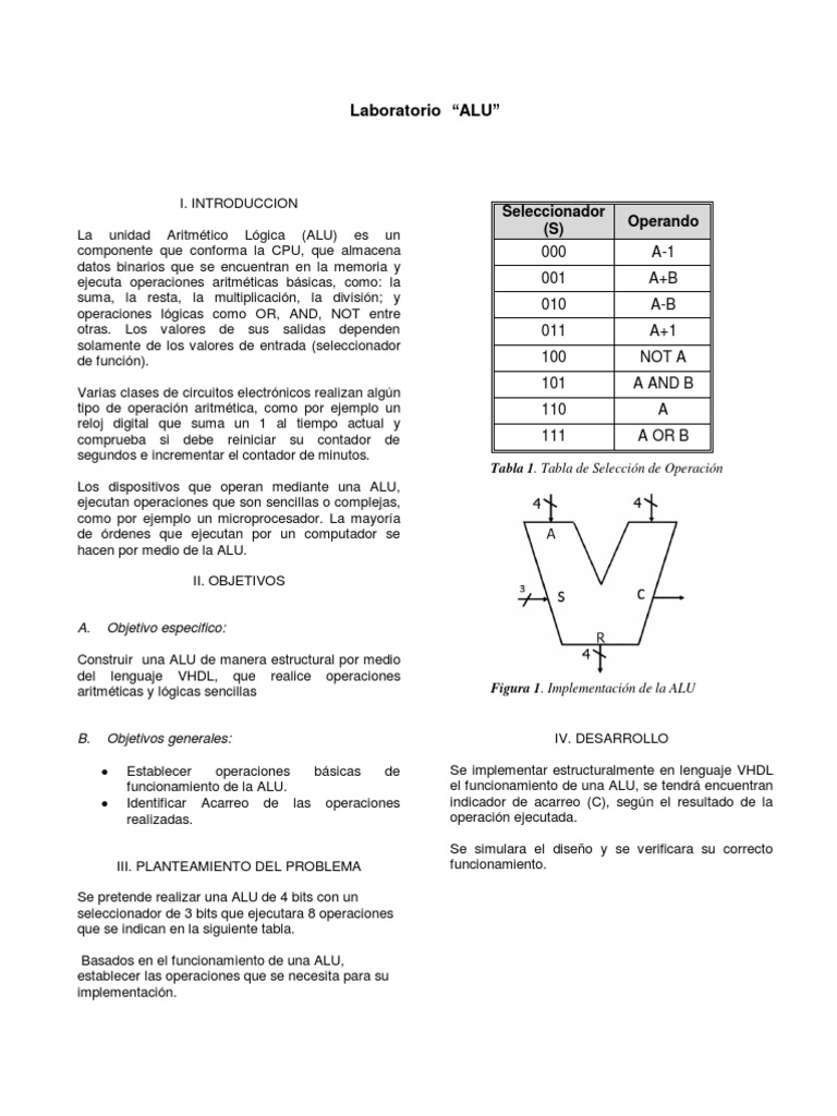 Lab ALU | PDF | Unidad Central de procesamiento | Ingeniería Informática