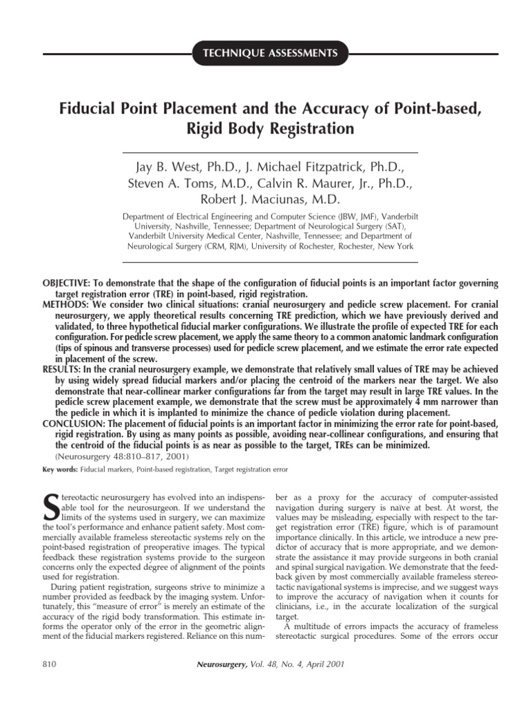 Point Placement Impacts Registration Accuracy in Frameless Stereotactic Surgery | PDF ...