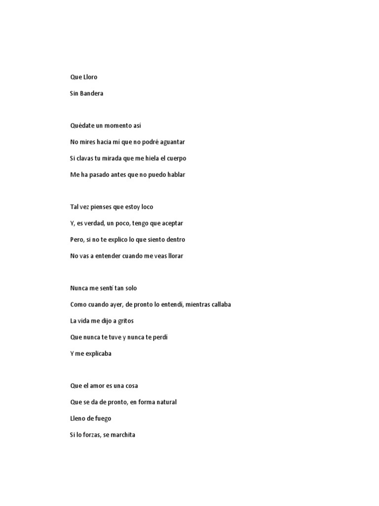 Letra de Que Lloro Sin Bandera | PDF