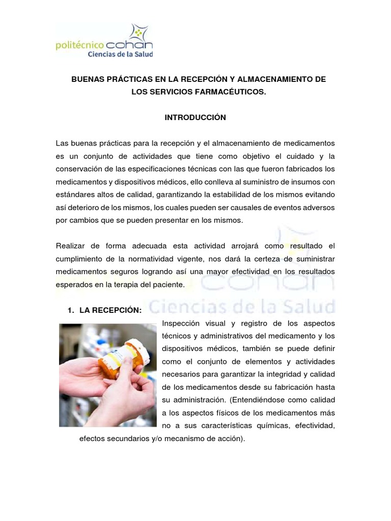 Buenas Practicas en La Recepcion y Almacenamiento de Medicamentos | PDF | Medicamentos con ...