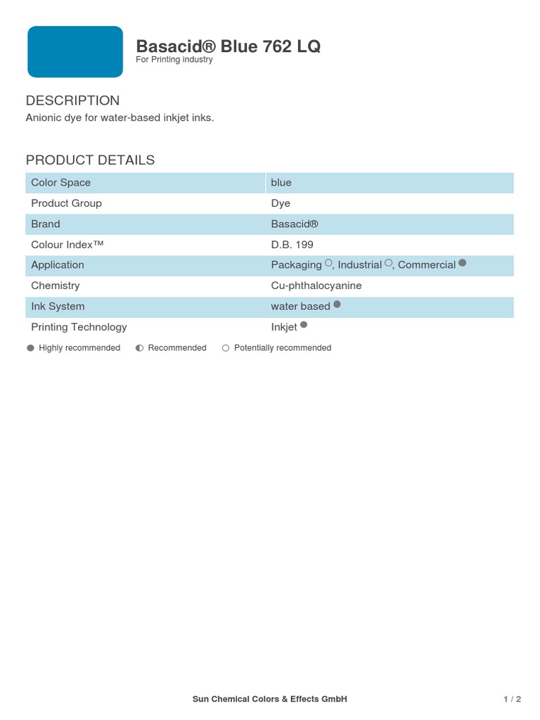 Basacid Blue 762 LQ | PDF