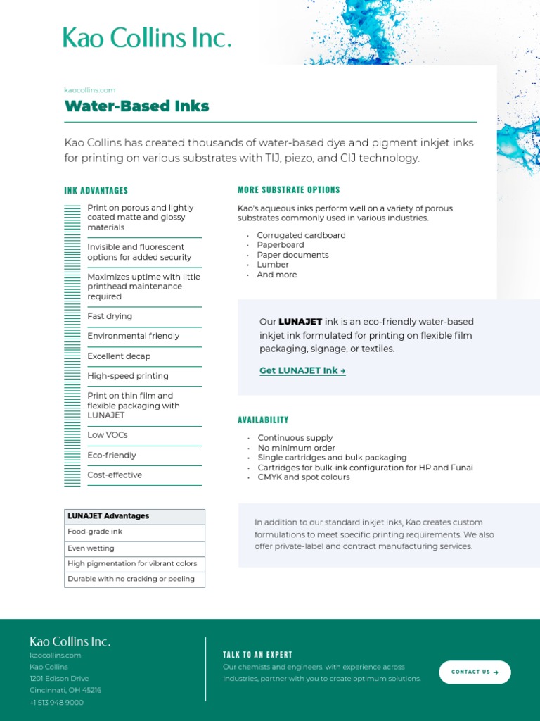 KAO Water Based Inks | PDF | Ink | Graphic Design