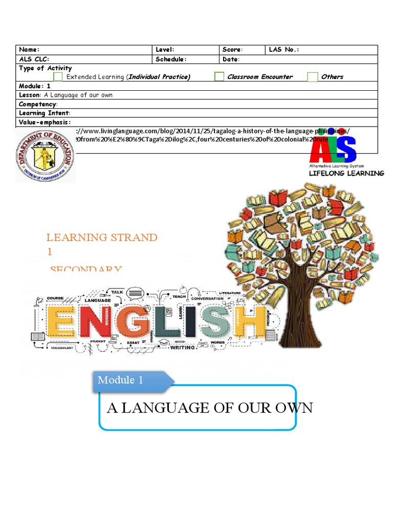 ALS English Module | PDF | Tagalog Language | Philippines