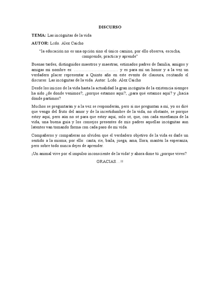 Discurso de Oratoria | PDF