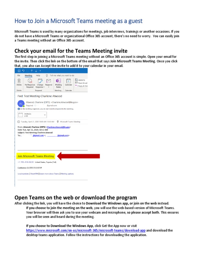 How To Join A Microsoft Teams Meeting As A Guest | PDF