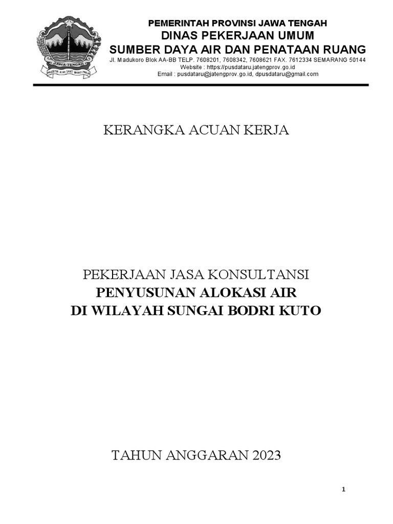 Rev Apbj Kak Alokasi Air Ws BK 2023 Acc Kabid TTD | PDF