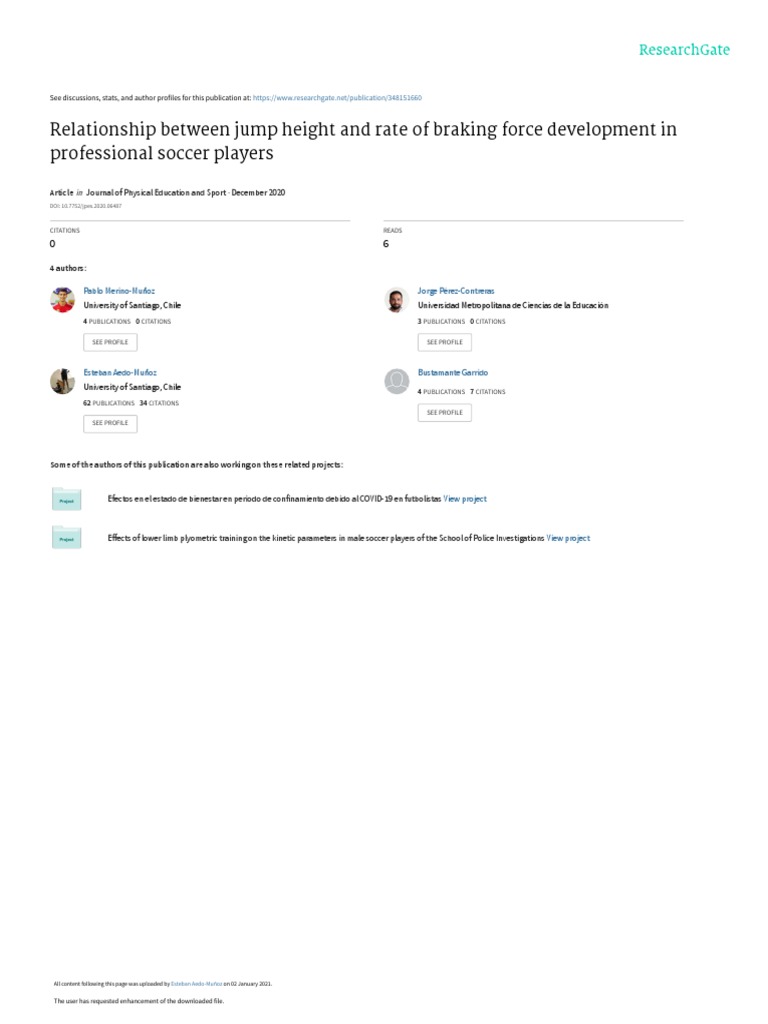 Relationship Between Jump Height and Rate of Braking Force Development ...