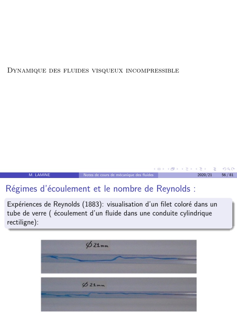 Dynamique Des Fluides Visqueux Incompressible | PDF | Écoulement laminaire | Nombre de Reynolds