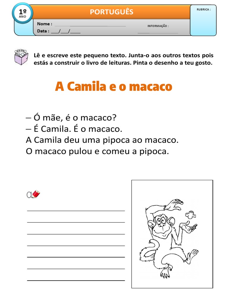 Texto 2 - A Camila e o Macaco | PDF
